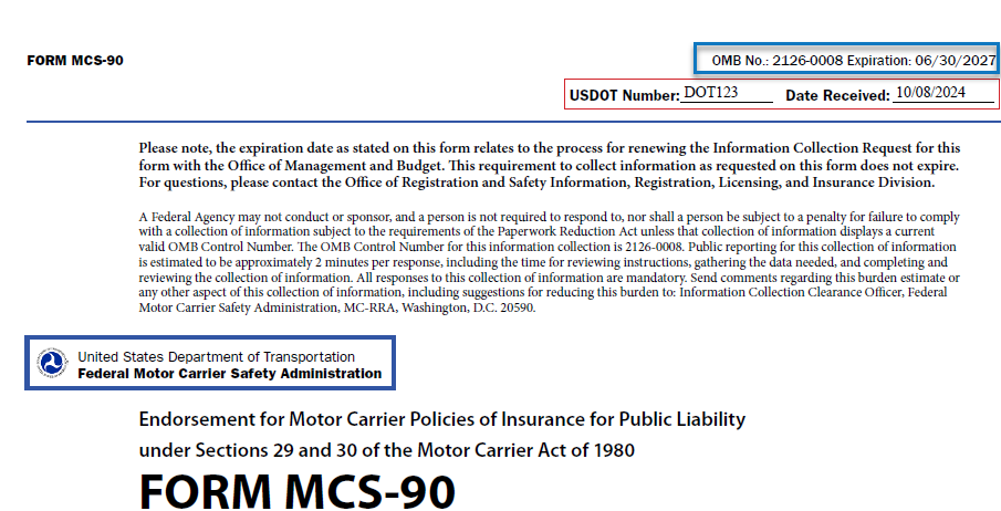 Form H changes and extended MCS-90 expiration date | Tyler Insurance ...